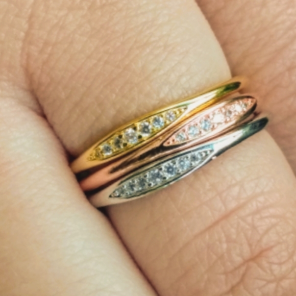 Jewelry | Pave Diamond Cz Stackable 18k Gold Rose Ring | Poshmark